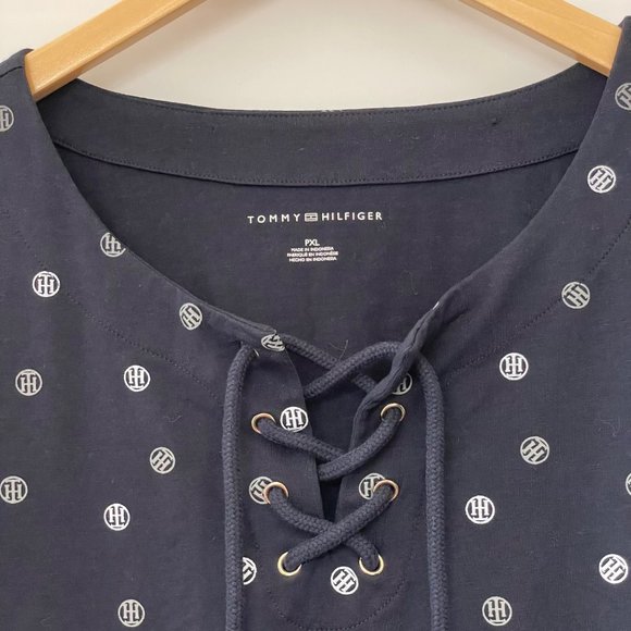 Tommy Hilfiger | Dresses | Tommy Hilfiger Womens Pxl Lace Up Dress Poka ...